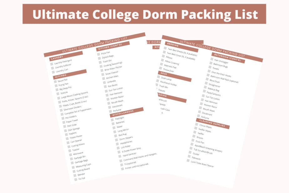 The Ultimate College Dorm Packing List 2021 [Printable Inside]